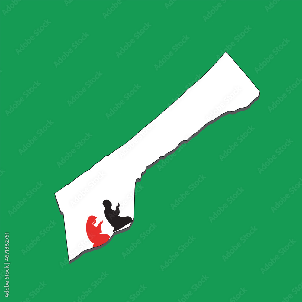A vector of Gaza strip and prayer symbol on green background. Pray for ...