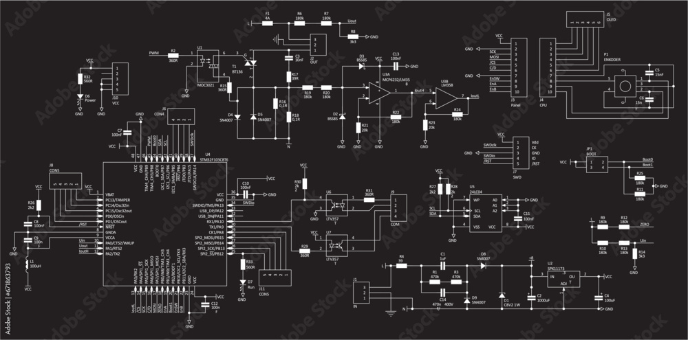 Schematic diagram of electronic device. Vector drawing electrical ...