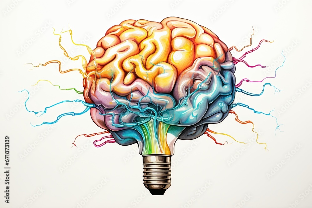 Artificial Intelligence and Neural Network, colorful illustration of a ...