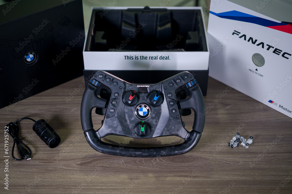 HCMC, Vietnam - 03 November 2023. Closeup photos of Fanatec BMW M4 GT3 ...