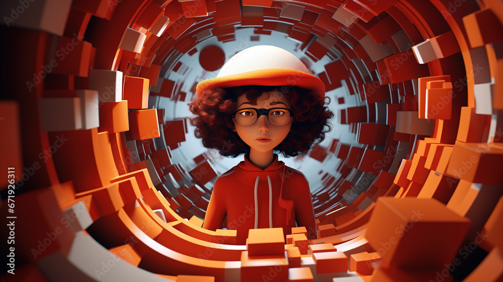 Enigmatic Abstract Surrealism in the Digital Realm, A 3D Avatar Embodied as a Floating Spectral ...