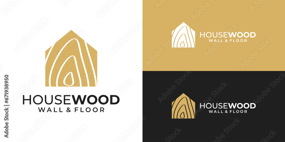 Wood house vector logo template. Wooden home builder logo illustration ...