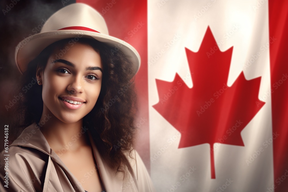 study in Canada concept, young adult woman student graduated from ...