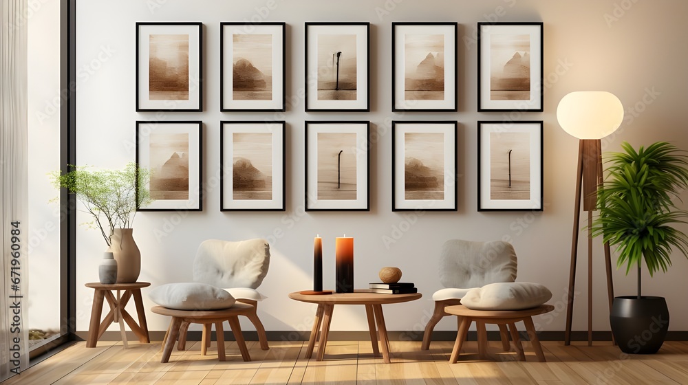6 poster frame set by artdeco, in the style of natural light, mirror ...