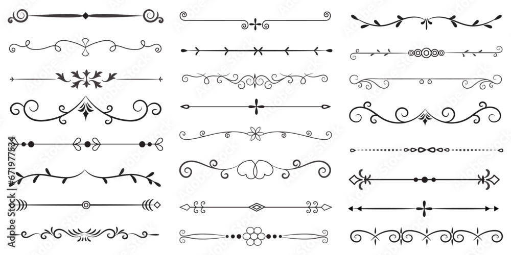 Page Divider And Design Elements. Set of Various Simple Black Divider ...