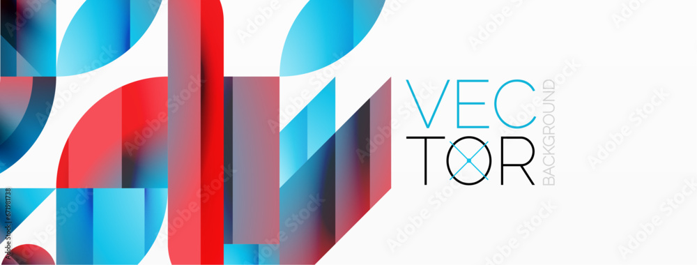 Assorted geometric shapes unite in a minimalistic abstract backdrop ...