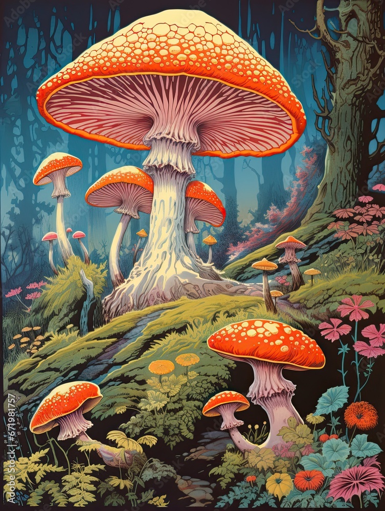 Vintage Psychedelic Mushroom Art from the 1960s: A Kaleidoscope of Mind ...