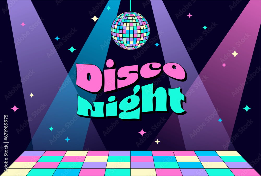 disco party vector background with spotlight on stage for banners ...