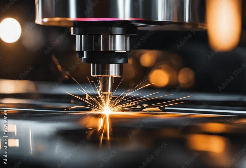 AI-generated illustration of a metal cutting machine with sparks flying ...