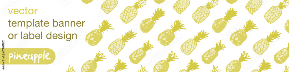 Template pineapple banner, pattern seamless, pineapples illustration ...
