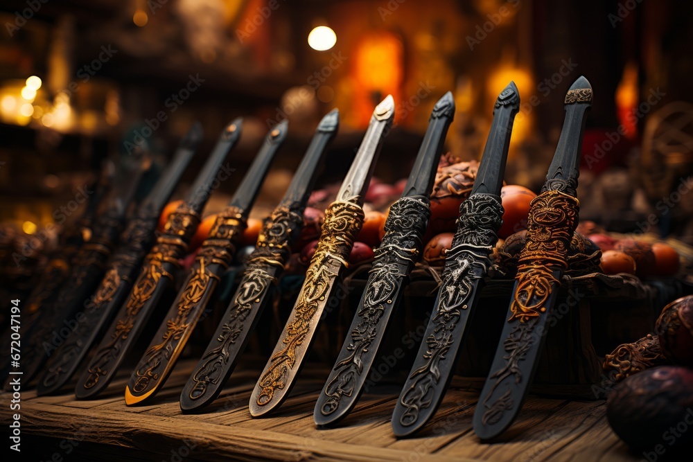 Wushu weapons, including the straight sword and spear, Generative AI ...