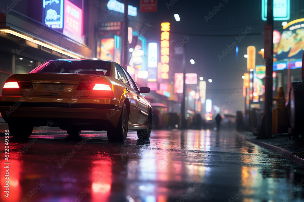80s cinematic scene in the street by night, AI generated Stock Photo ...