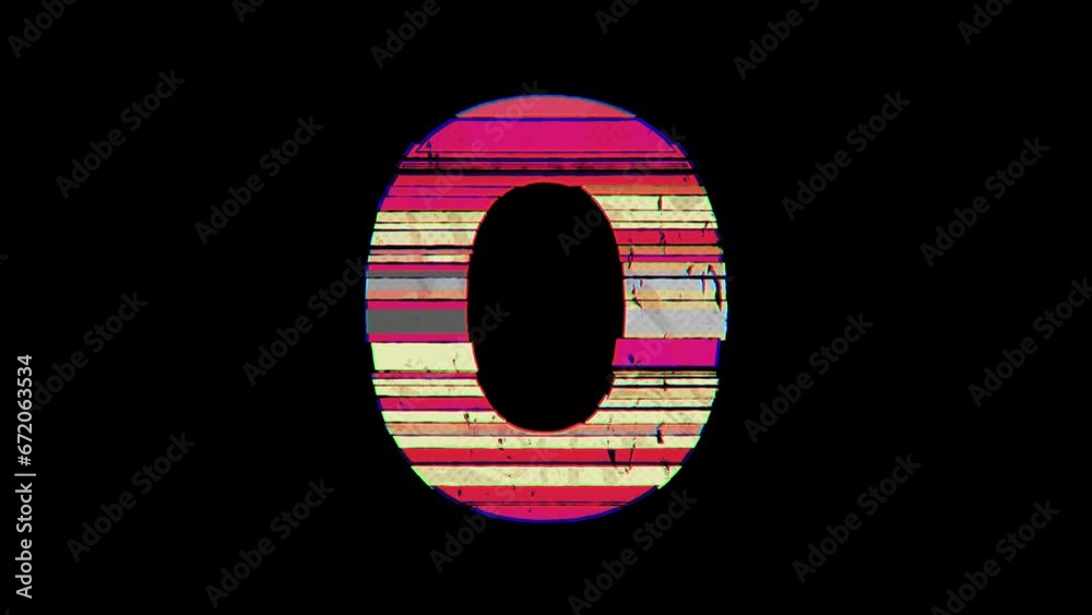 Digit 0 in cartoon glitchy style on transparent background in 4k grunge ...