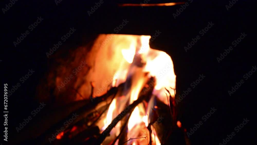 Fire Flames Looped Torch Ignited Burning. Real Flames Ignited On A ...