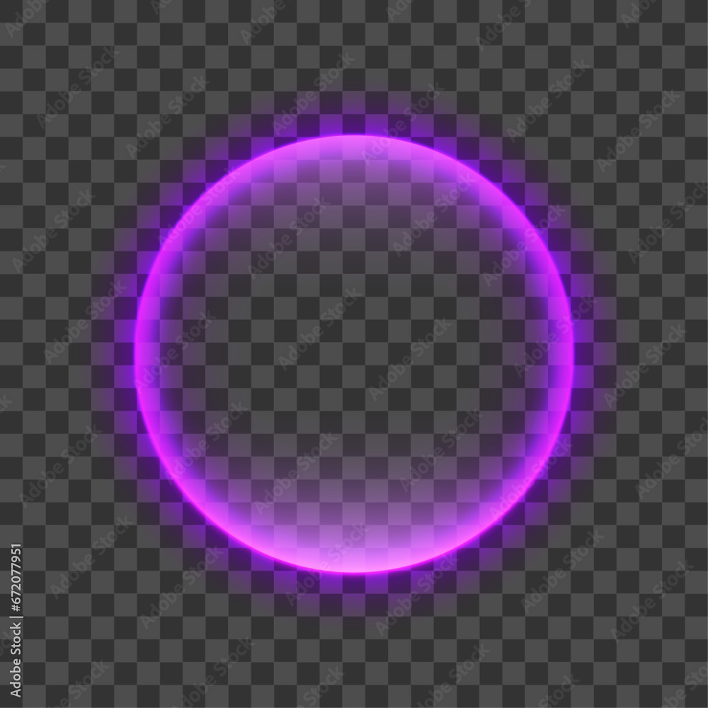 Vector neon round lamp wall sign isolated on transparent background ...