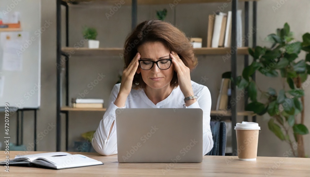 Tired worried stressed 40 years old mature mid aged business woman ...