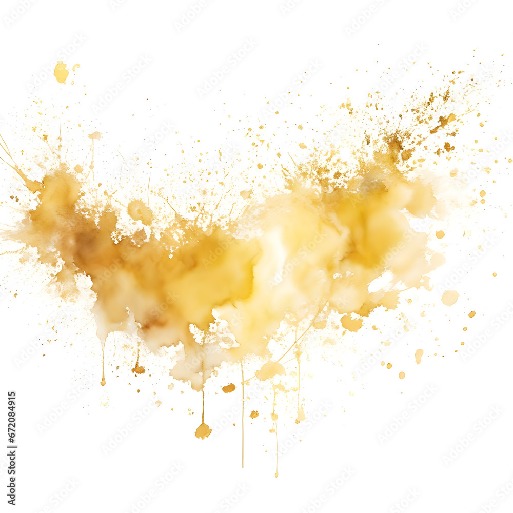 Yellow and Gold Splash Watercolor Background. Stain, paint gold ...