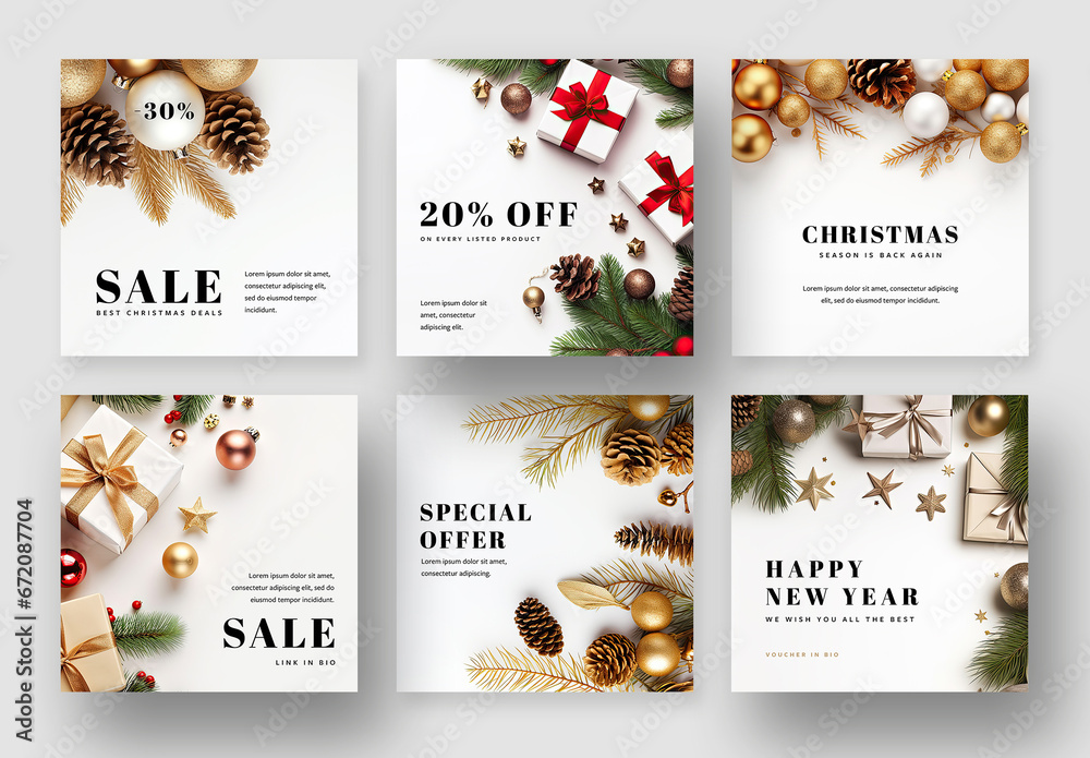 Christmas Set Of Social Media Layout Posts and Generative ai Stock ...