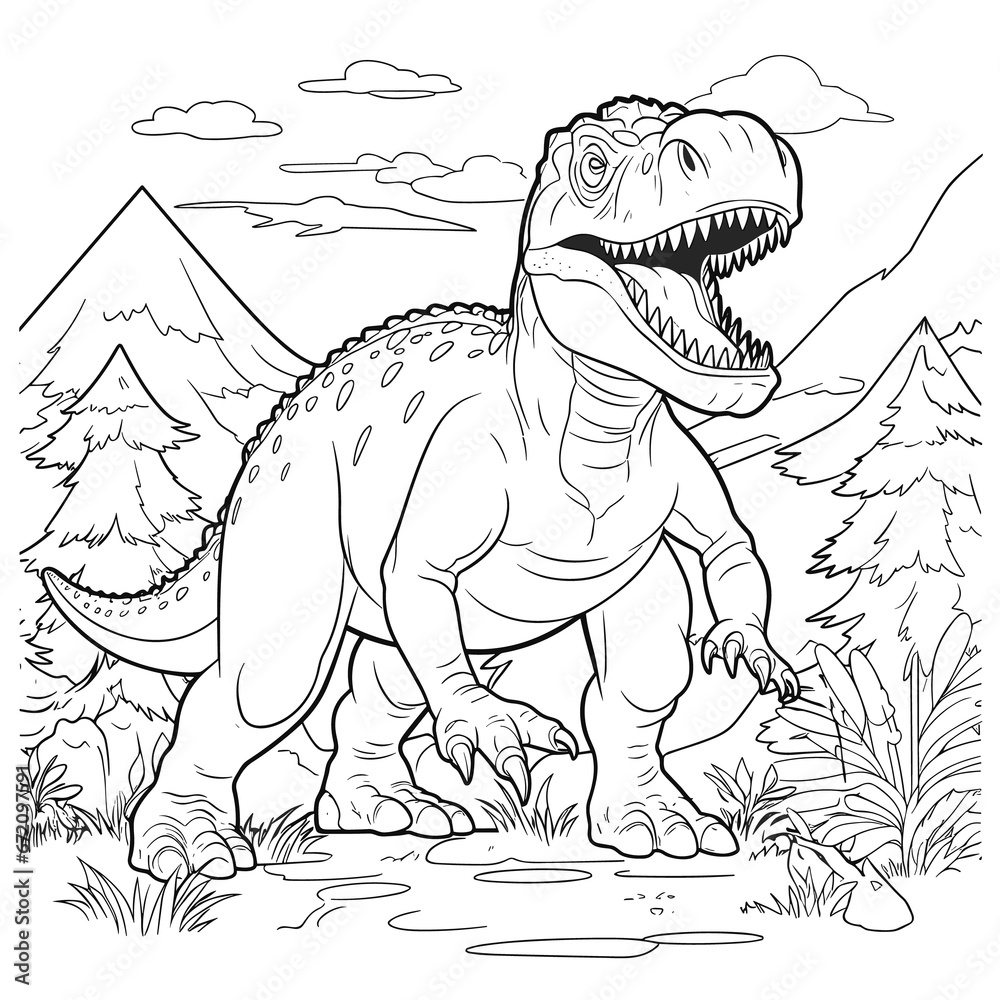 Giganotosaurus Dinosaur, Coloring Pages Png Stock Illustration | Adobe ...