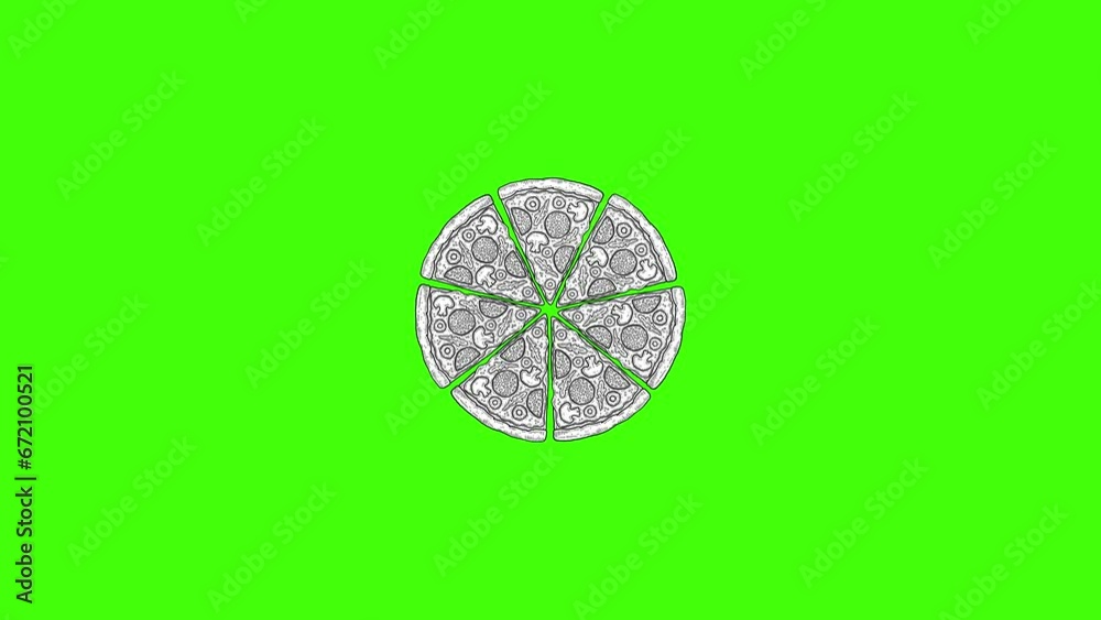 Spinning pizza cartoon illustration loading screen chroma key ...