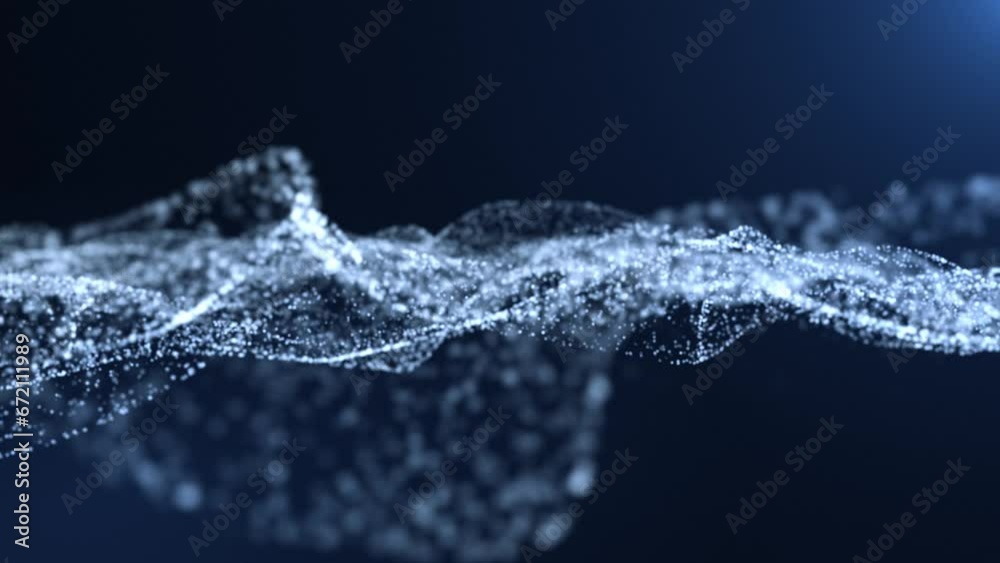 Abstract digital dynamic particle waves with light motion lights ...