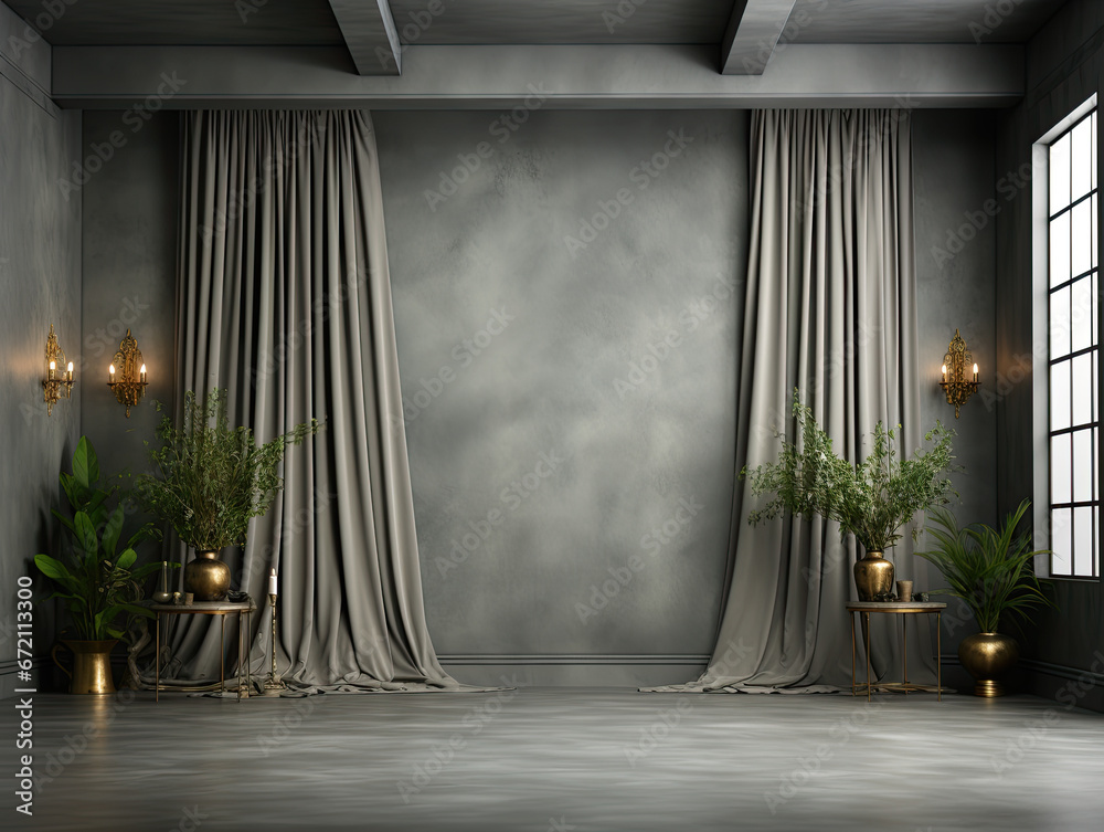 Soft gray studio room background with a grey floor backdrop and ...