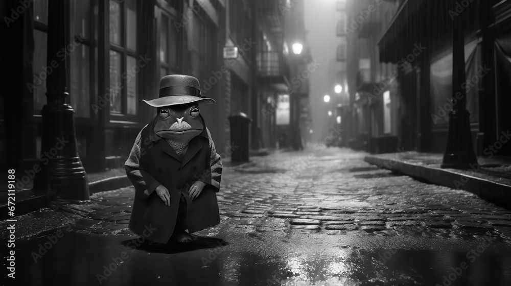 AI generated illustration of an old-fashioned frog in an overcoat ...