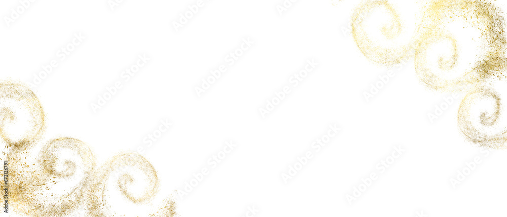 Golden curls Gold sparkle splatter border . Gold Foil Frame Gold brush ...
