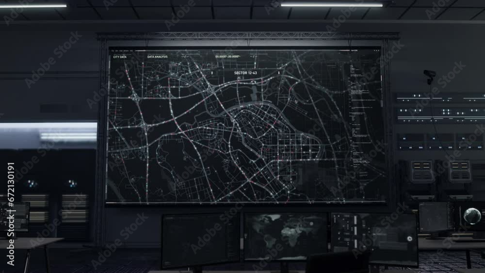 Futuristic Police Satellite Scans City Sector Detecting Suspects On Map ... Futuristic Police Satellite Scans City Sector Detecting Suspects On Map ...