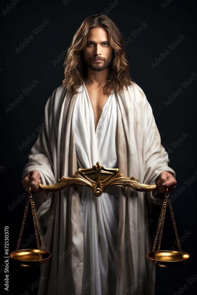 ภาพประกอบสต็อก Jesus Christ our Savior dressed in fine white holding ...