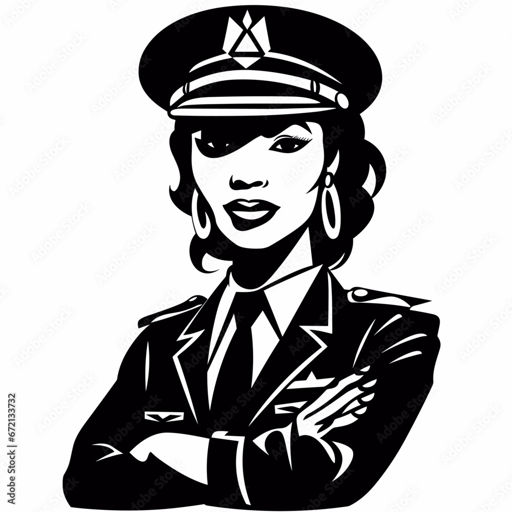 Female pilot black icon on white background. Pilot woman silhouette ...