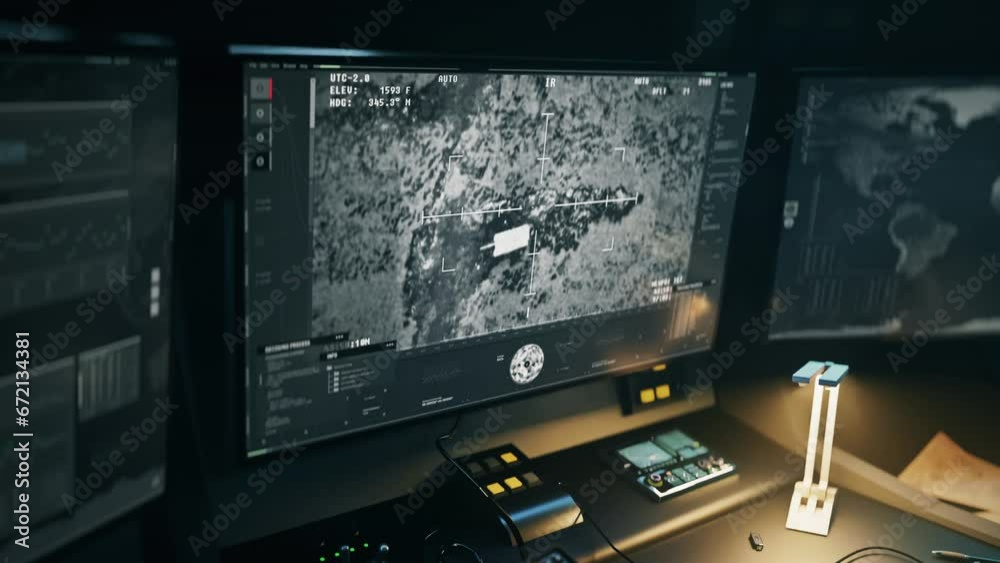 Army weapon radar searching for the target at the battlefield area ...