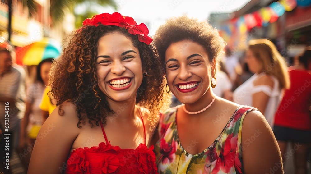Carnaval in Brasil, individuals in ensemble at road party. Brazilian ...