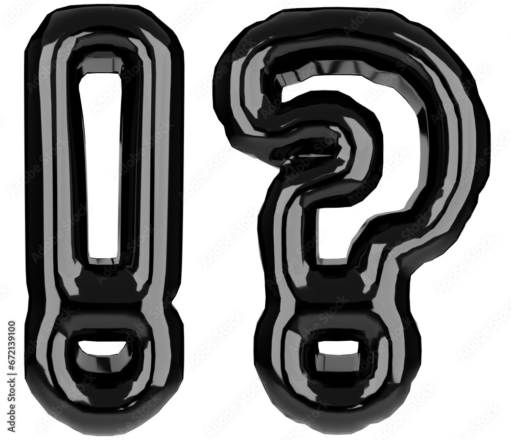 Inflated glossy black symbol illustration. 3D render of latex bubble ...