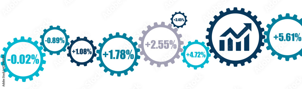 Abstract financial banner vector illustration with the icons of finance ...