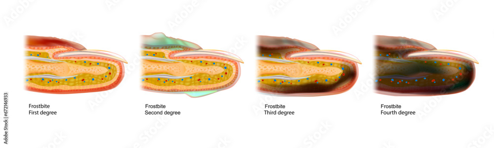 The four frostbite stages.Skin injury that occurs when exposed to ...