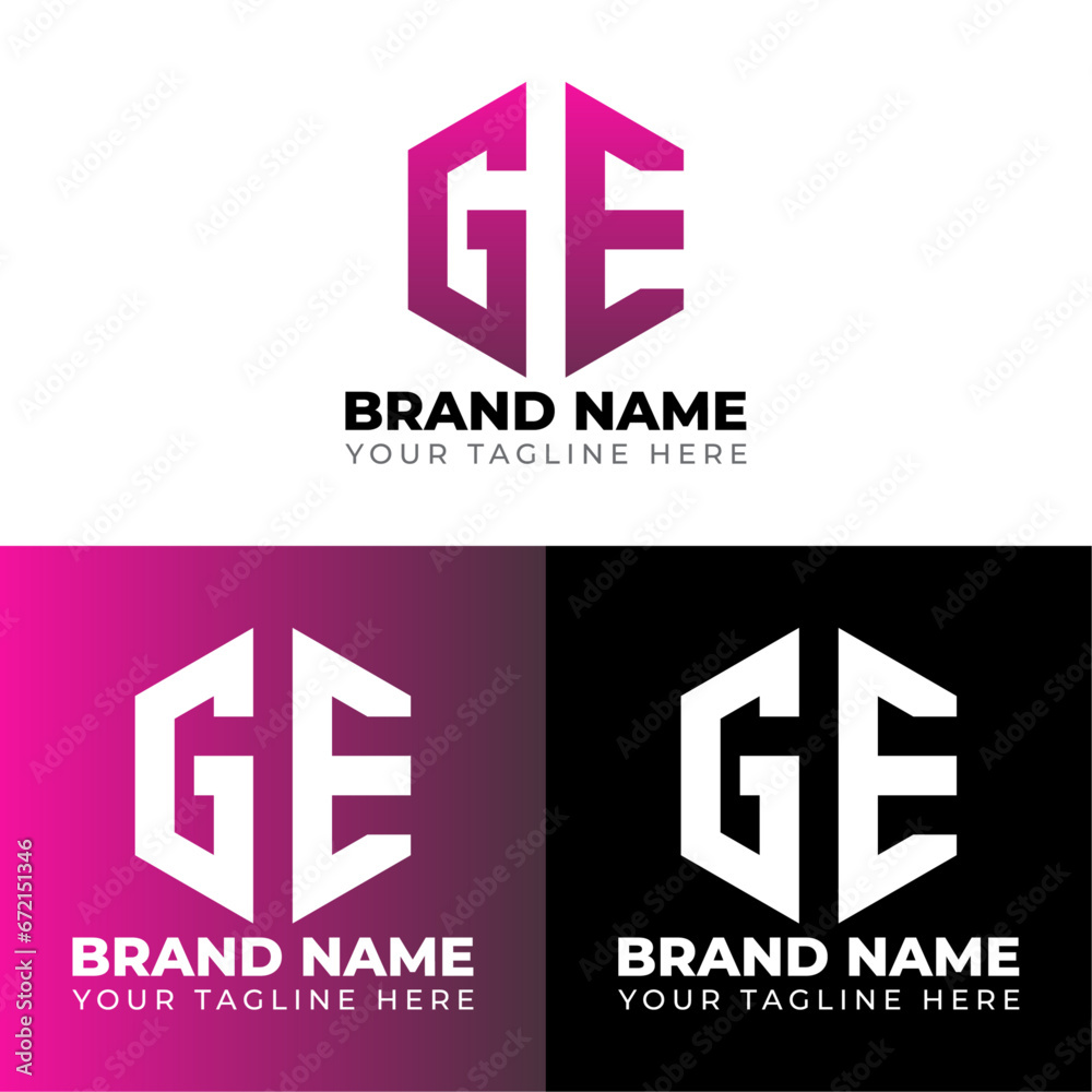 G E Double Letters Polygon Logo, Two letters G E logo design ...