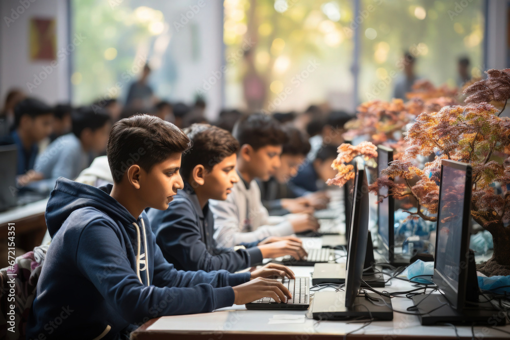 Kids using computers in the World Computer Literacy Day event Stock ...
