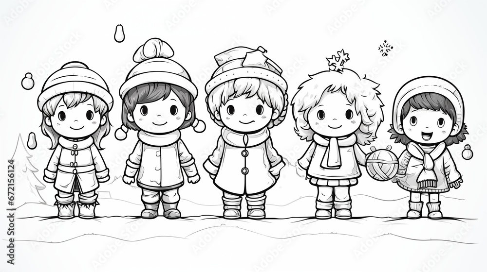 Christmas Characters Coloring Page: Whimsical Winter Figures Unveiled ...