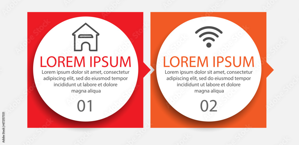 Infografis 2 langkah, desain infografis simpel terdiri dari dua bagian ...