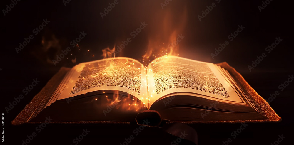 Burning with fire and smoke Holy Bible Gold Ancient Book banner ...