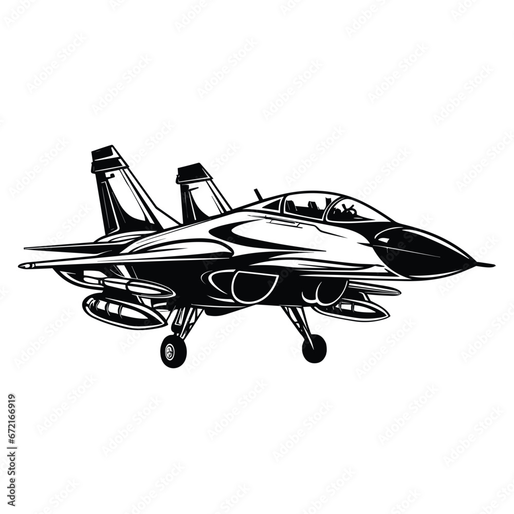 Military Jet Clipart Illustration. SVG Vector Stock Vector | Adobe Stock