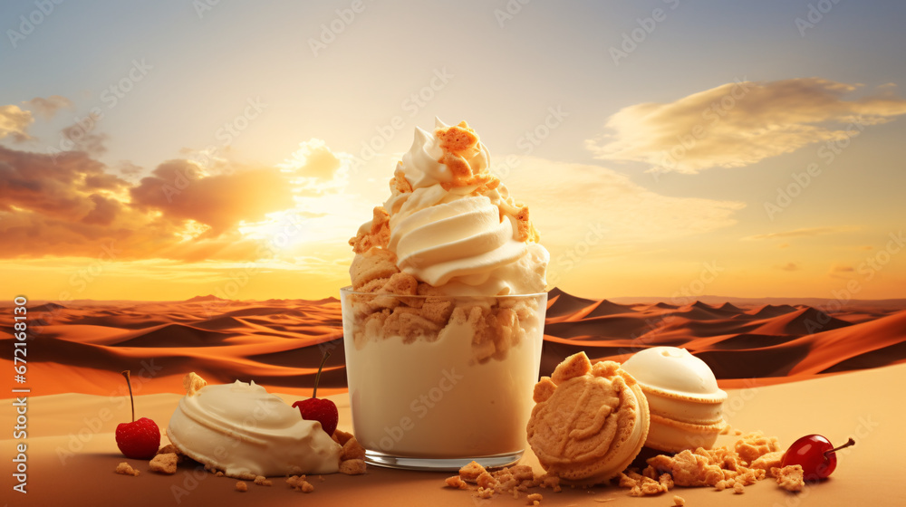 Ice Cream with Desert-themed Background, Perfect for Tempting ...