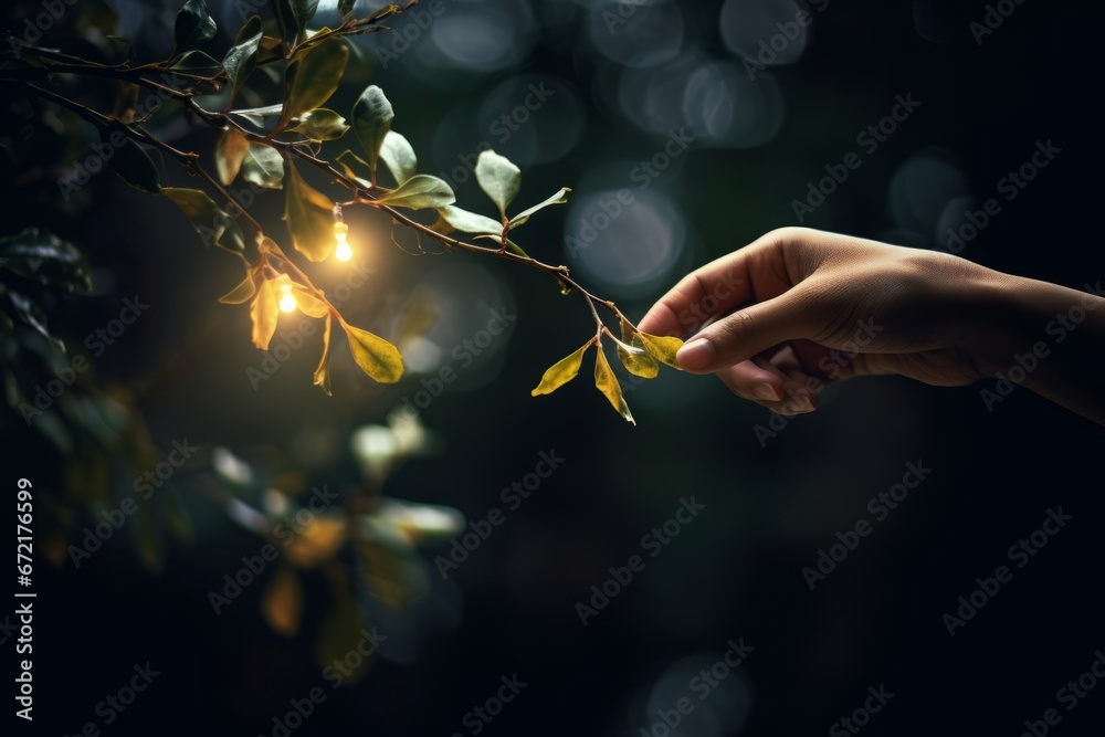 A Warmly Lit Christmas Scene of a Delicate Hand Reaching Out to Touch a ...