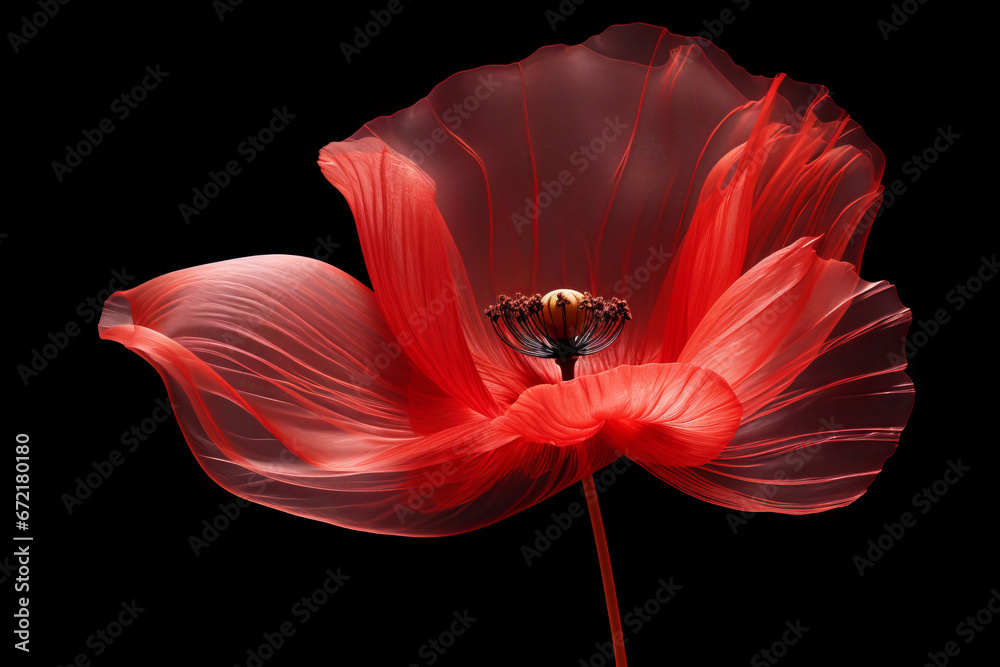 Stylized red poppy flower on black background. Remembrance Day ...