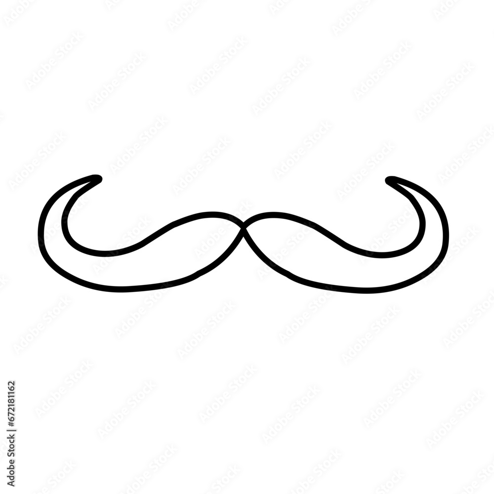 One Line Drawing Mustache, Continuous Line Dad Whiskers, Single Outline ...