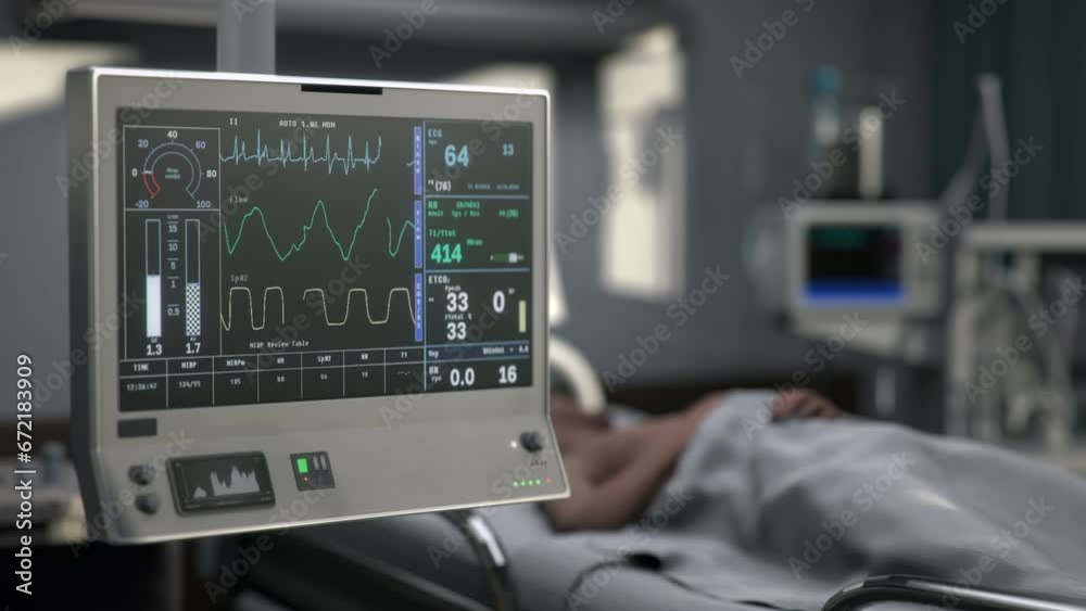 Monitoring Equipment Checks Lung Ventilation Of Patient At Hospital ...