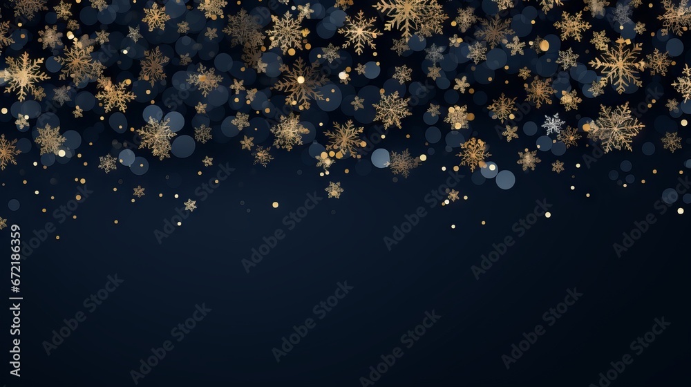 Elegant navy blue Christmas background with sparkling snowflakes and ...