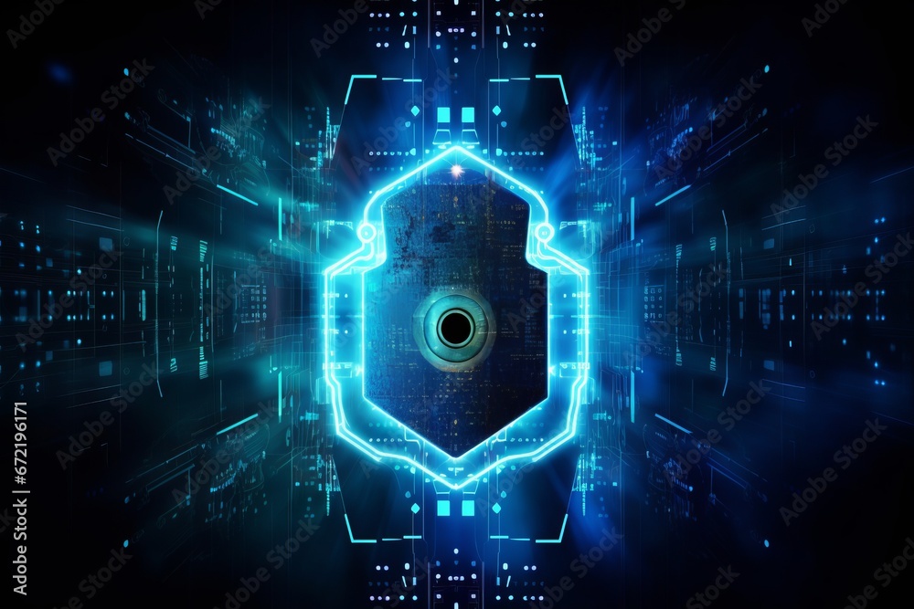 Cyber Security Lock Symbol with lines and triangles. Cyber Security ...