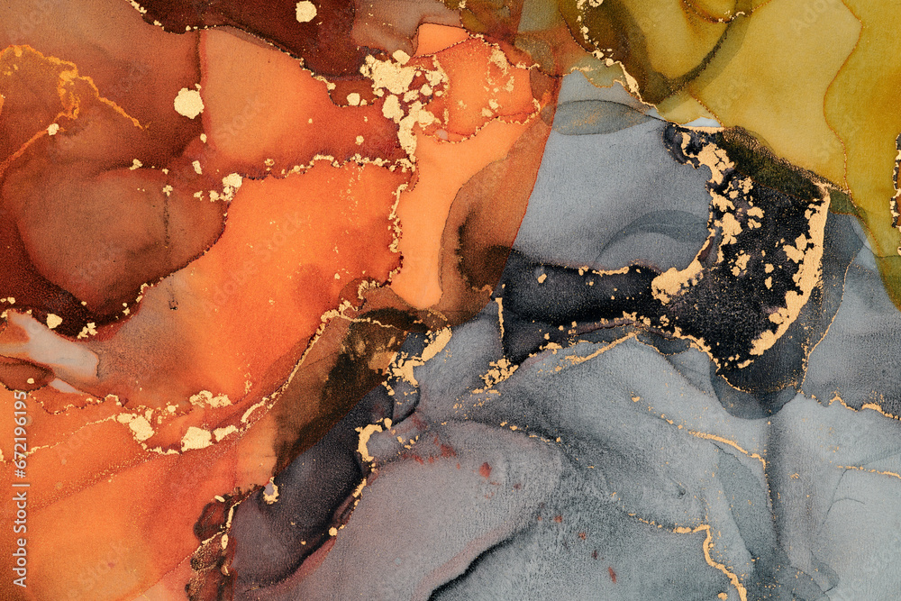 Natural luxury abstract fluid art painting in liquid ink technique ...